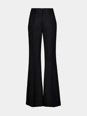 Gabriela Hearst Navy Wool-cashmere Flared Trousers