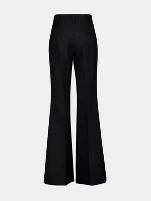 Gabriela Hearst Navy Wool-cashmere Flared Trousers