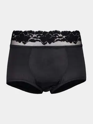 Dolce & Gabbana Satin And Lace High-waisted Briefs - Black