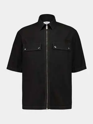 Off-White Black Short-sleeve Arrow Zip Cotton Shirt
