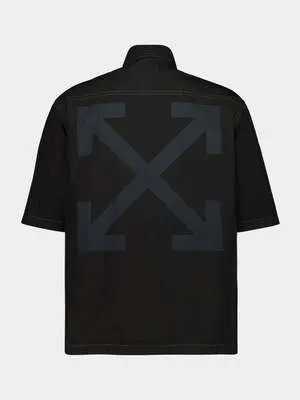 Off-White Black Short-sleeve Arrow Zip Cotton Shirt