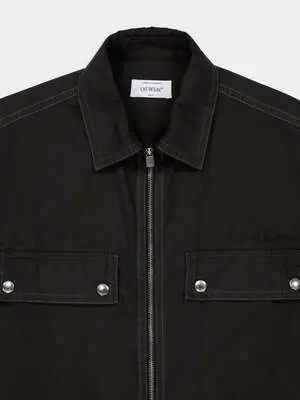 Off-White Black Short-sleeve Arrow Zip Cotton Shirt