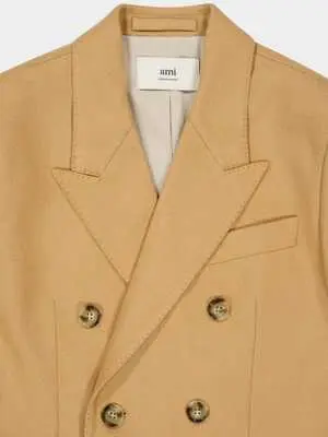 AMI Paris Wool Oversized Double-breasted Jacket - Brown