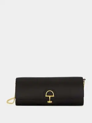 Gucci Silk Satin Clutch With Horsebit - Black