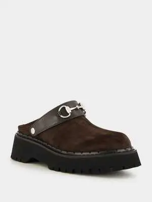 Gucci Suede Mule With Horsebit Detail