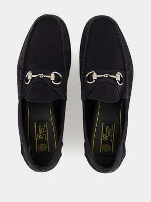 Gucci Nabuk Leather Horsebit Moccasins - Blue