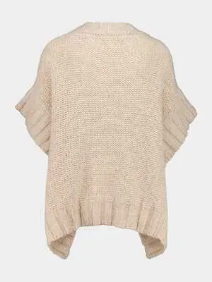 120% Lino Cashmere Blend Poncho Top - Beige