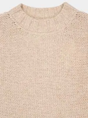 120% Lino Cashmere Blend Poncho Top - Beige