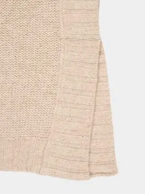 120% Lino Cashmere Blend Poncho Top - Beige