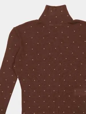 Rabanne Wool Studded Turtleneck Top - Brown