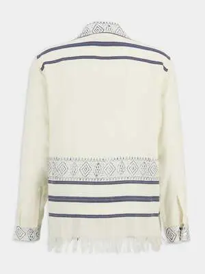 BAZISZT Off-white And Talilo Embroidered Shirt - Blue