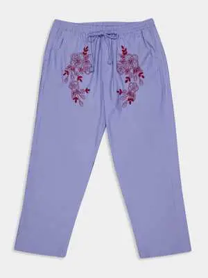 BAZISZT Floral Embroidered Pants