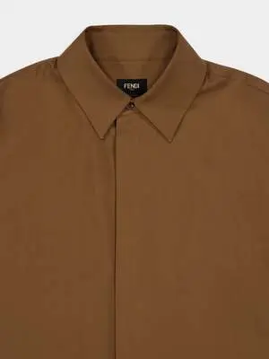 Fendi Rust Wool Gabardine Shirt - Brown