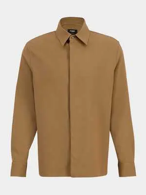 Fendi Rust Wool Gabardine Shirt - Brown