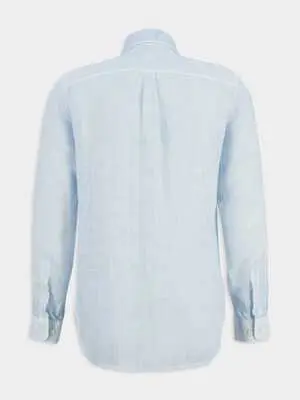 120% Lino Sea Soft Linen Shirt With Pocket - Blue