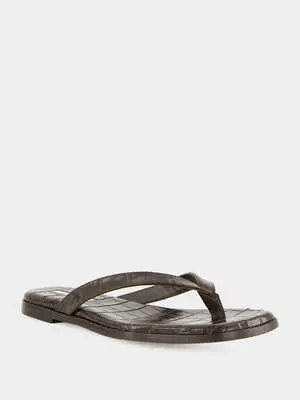 EMME PARSONS Espresso Croc Meta Thong Sandals - Brown