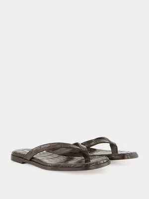 EMME PARSONS Espresso Croc Meta Thong Sandals - Brown
