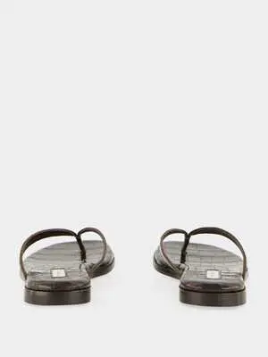 EMME PARSONS Espresso Croc Meta Thong Sandals - Brown