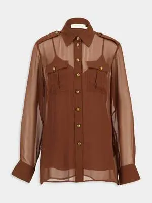 Zimmermann Memento Pocket Shirt - Brown