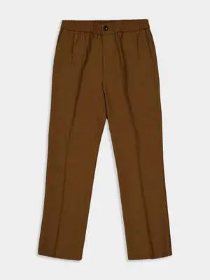 AMI Paris Wool Flannel Elasticated Waist Trousers - Brown