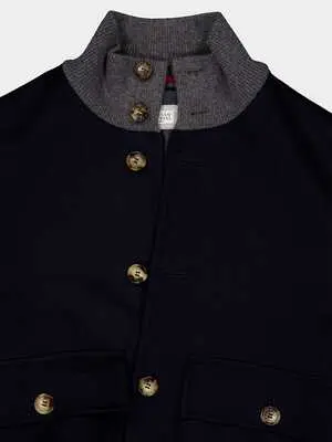 Brunello Cucinelli Wool Jacket With Knit Trim