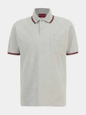 Gucci Melange Stretch Cotton Polo - Grey