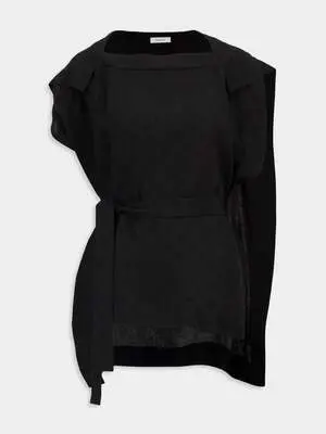 FERRAGAMO Silk Blouse With Waist Detail - Black
