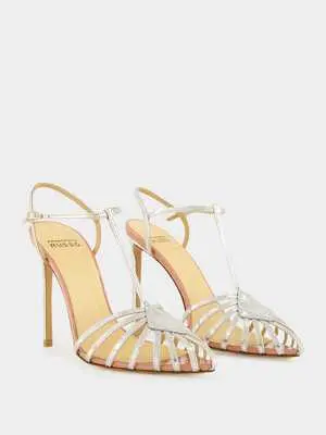 FRANCESCO RUSSO Cage Sandals In Mirrored Leather