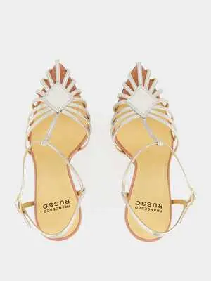 FRANCESCO RUSSO Cage Sandals In Mirrored Leather