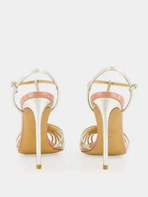 FRANCESCO RUSSO Cage Sandals In Mirrored Leather
