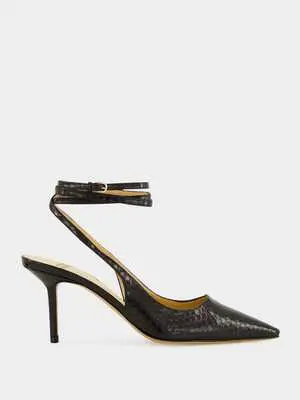 FRANCESCO RUSSO Watersnake Slingback Pumps - Black