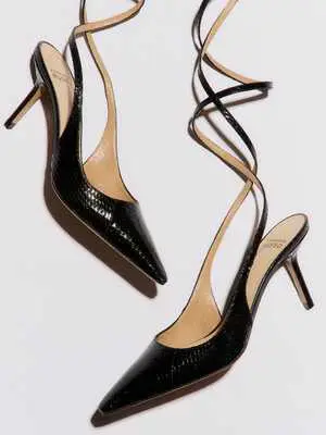 FRANCESCO RUSSO Watersnake Slingback Pumps - Black