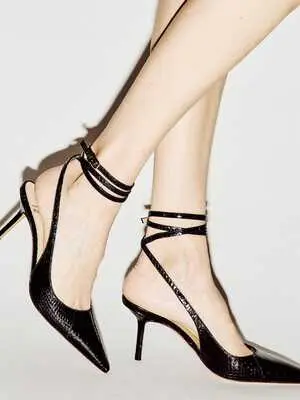 FRANCESCO RUSSO Watersnake Slingback Pumps - Black