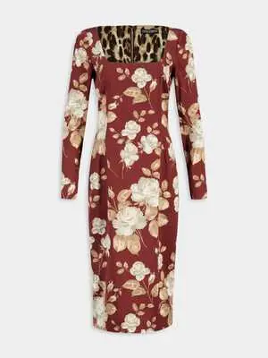 Dolce & Gabbana Vintage Rose-print Satin Midi Dress - Multicolour