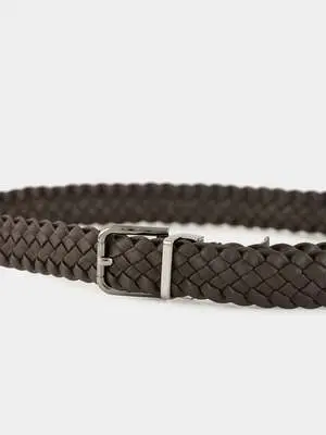 Dolce & Gabbana Woven Goatskin Belt - Brown