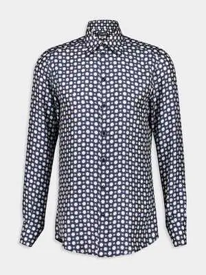 Dolce & Gabbana Printed Silk Twill Martini Shirt - Blue
