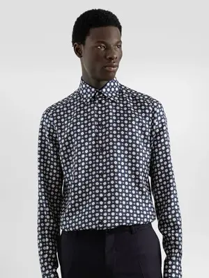 Dolce & Gabbana Printed Silk Twill Martini Shirt - Blue
