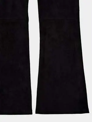 PAULA Zircon Suede Flared Pants - Black