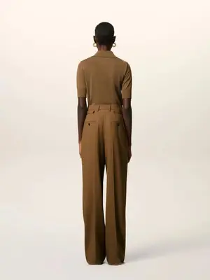 AMI Paris High-waisted Wide Trousers - Brown