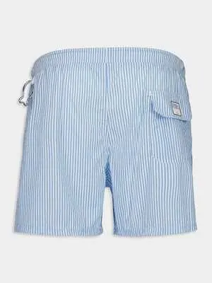 Fedeli Stripe Woven Swim Shorts - Blue