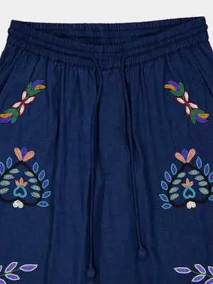 BAZISZT Navy Neon Embroidered Jogger Pants