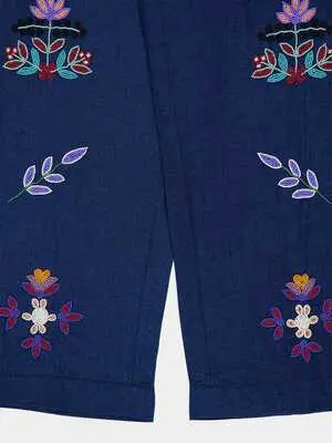 BAZISZT Navy Neon Embroidered Jogger Pants