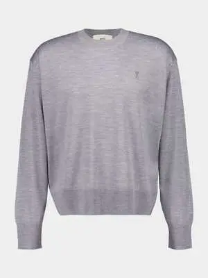 AMI Paris De Coeur Crewneck Sweater - Grey