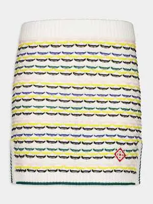 Casablanca Cotton Tuck Stitch Knit Mini Skirt - Yellow