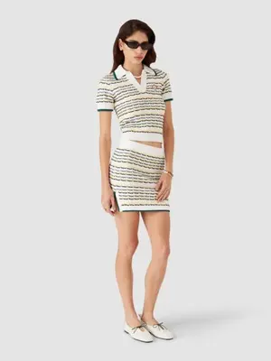 Casablanca Cotton Tuck Stitch Knit Mini Skirt In Multicolour - Yellow