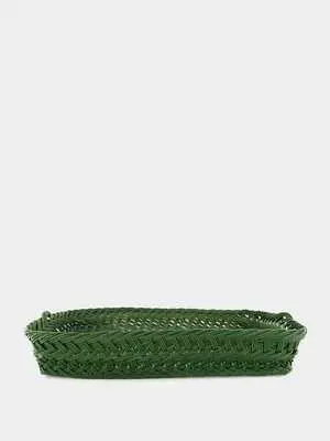 HOUSE OF CAPRICORN Handmade Vitória Wicker Large Tray - Green