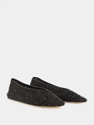 Le Monde Beryl Luna Slippers With Crystals - Black