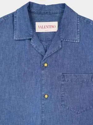 Valentino Garavani Denim Bowling Shirt - Blue