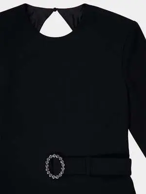 Saint Laurent Backless Mini Dress In Sable - Black