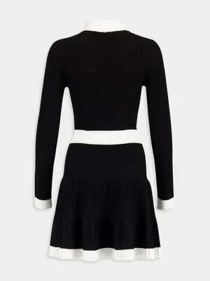 Balmain V-neck Knit Viscose Mini Flare Dress